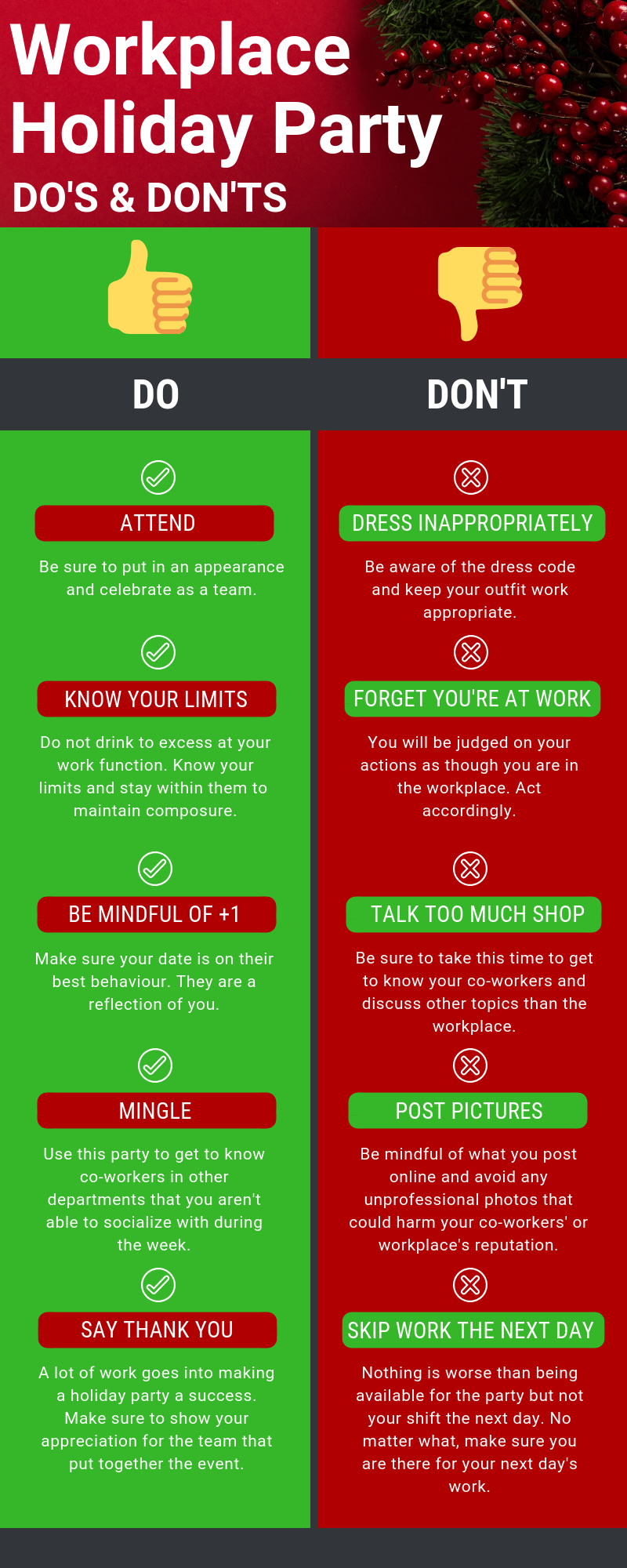 Workplace Holiday Party Do s And Don ts Breakaway Staffing Workplace Holiday Party Do s And Don ts Breakaway Staffing